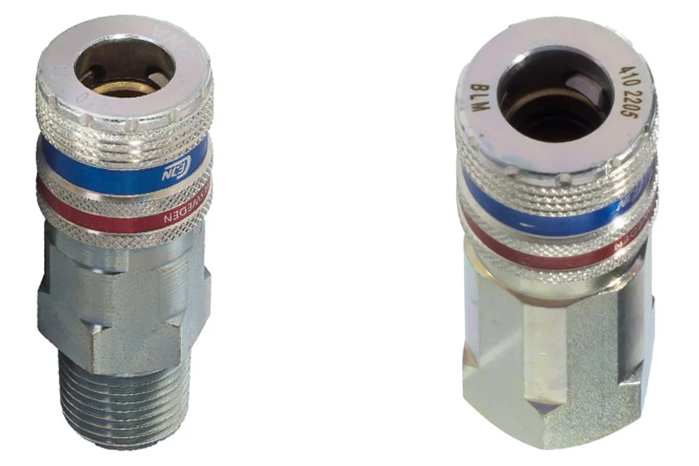 Pneumatic Quick-Release Coupling Socket DN10.4 with Valve, Threaded ...