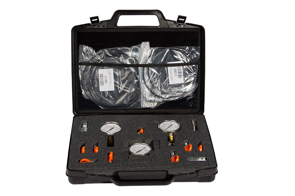 Hydraulic Test Kit with Connectors, 2 Hoses & 3 Gauges (100/250/400 bar ...