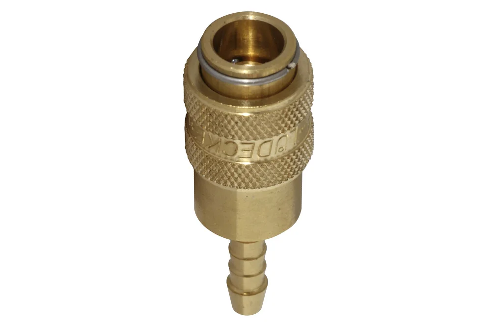 Quick-connect air socket with MINI valve DN5, hose fitting, brass, 35 ...